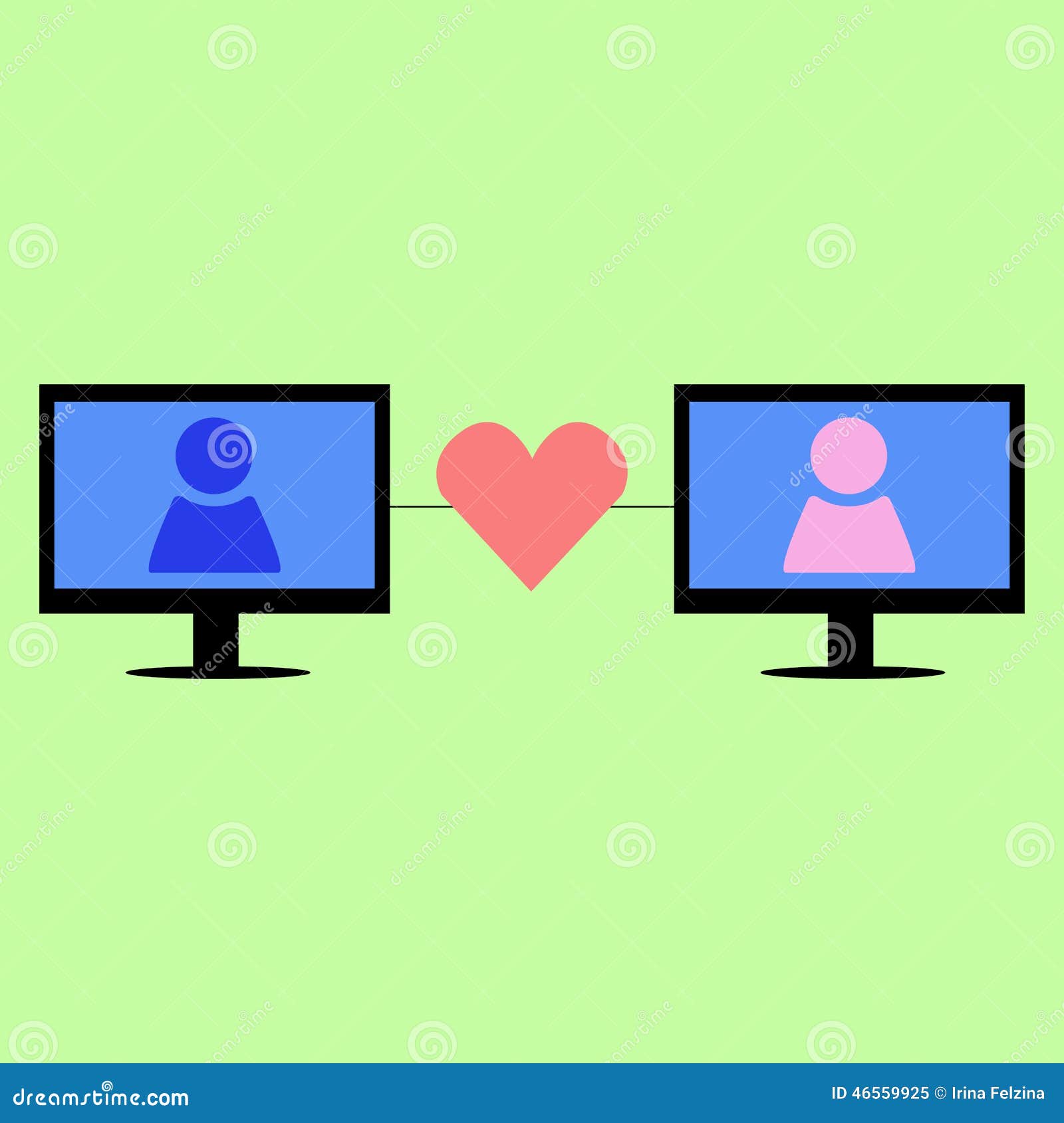 Virtual love stock vector. Illustration of pink, icon - 46559925