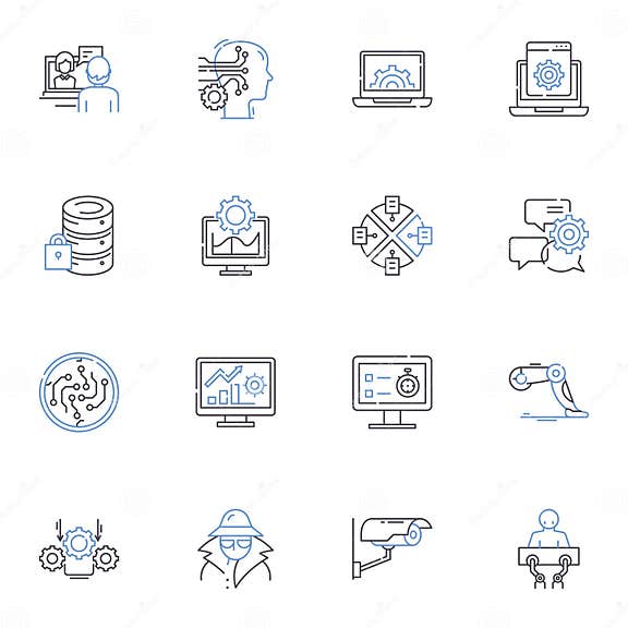 Virtual Machine Line Icons Collection. Hypervisor, Emulation, Isolation ...