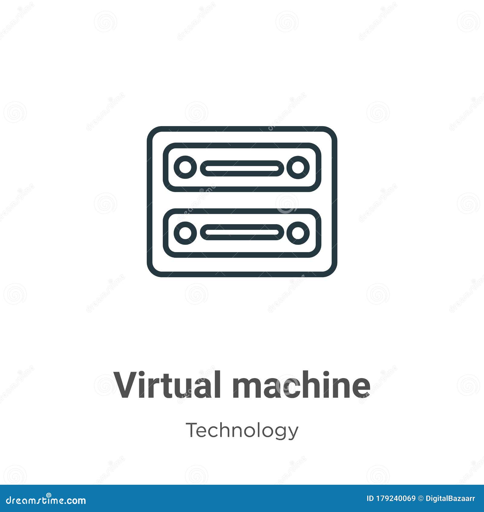 Virtual Machine Outline Vector Icon. Thin Line Black Virtual Machine ...