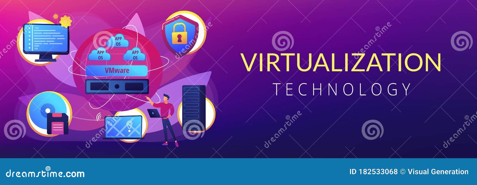 Virtualization Technology Concept Banner Header Stock Vector ...