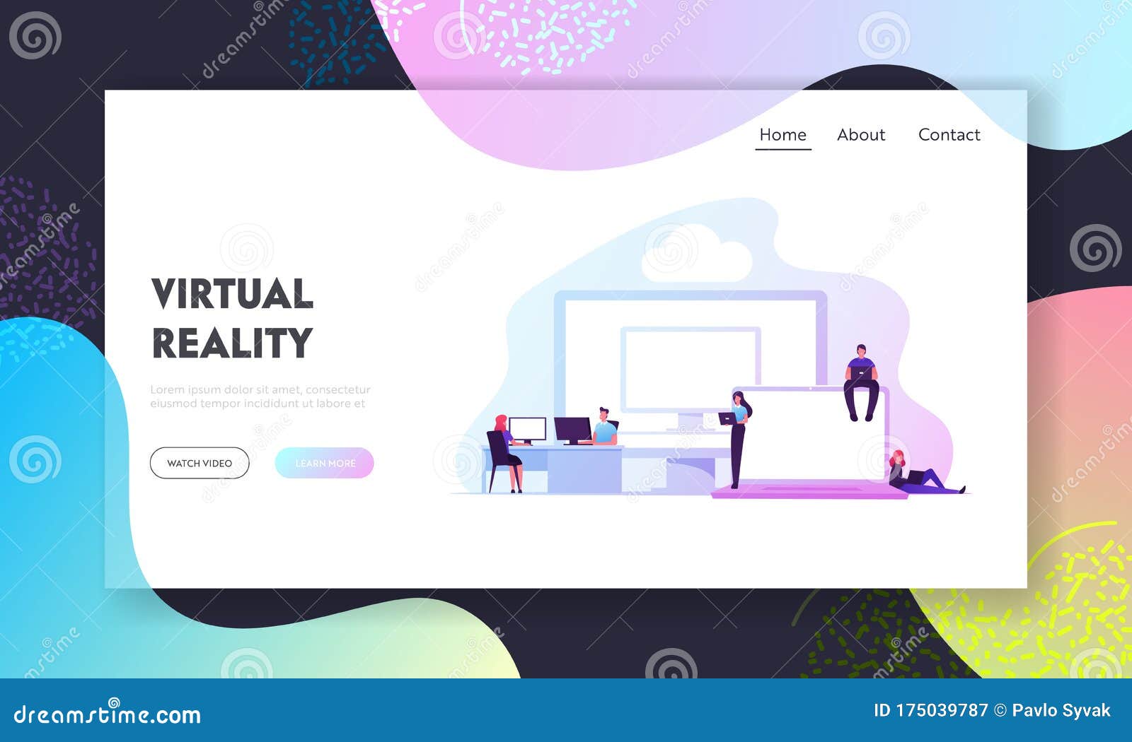 Virtual Machines, Vms Technology Landing Page Template. Characters Use ...