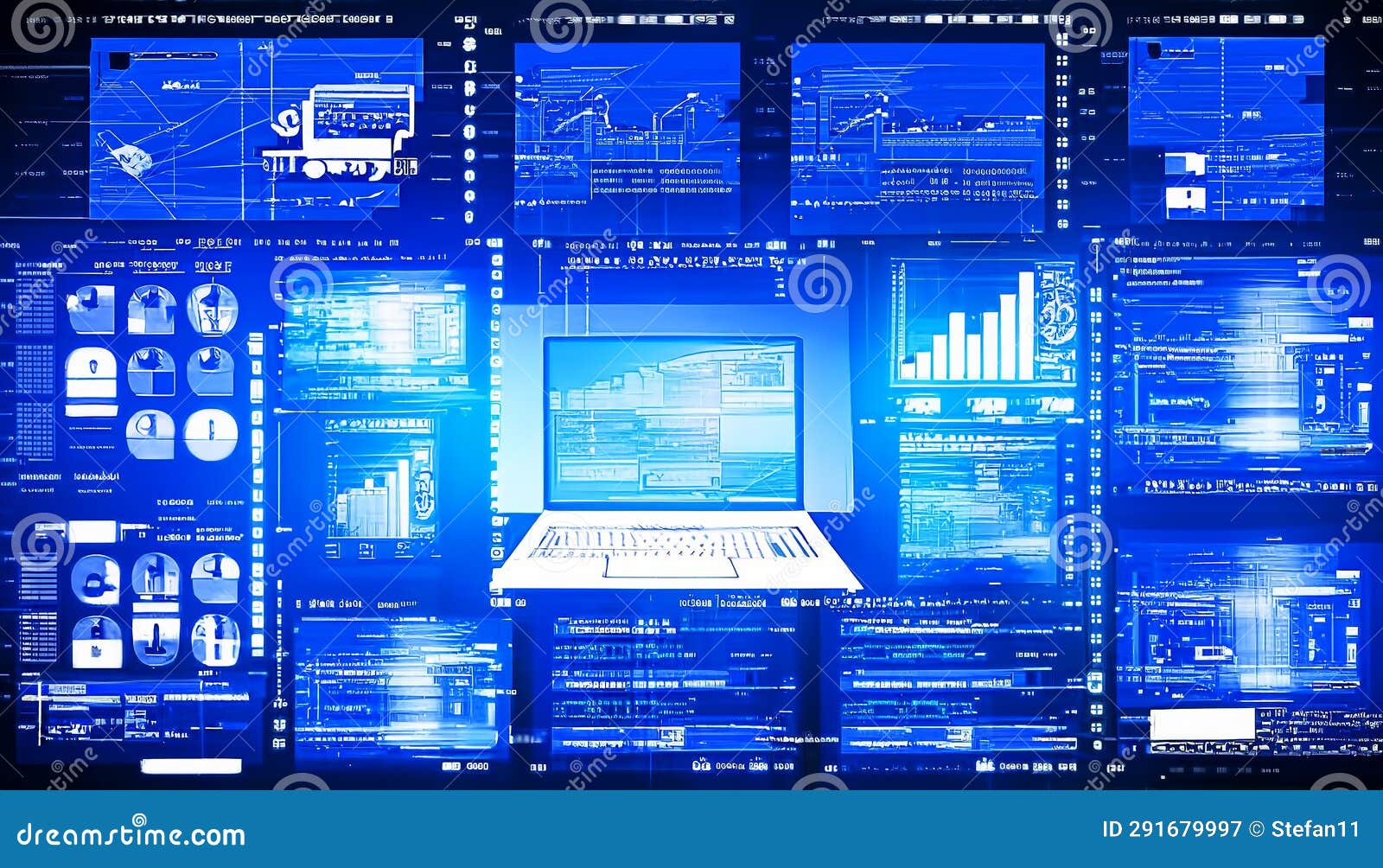 Virtual Management Console in the Data Center Stock Illustration ...