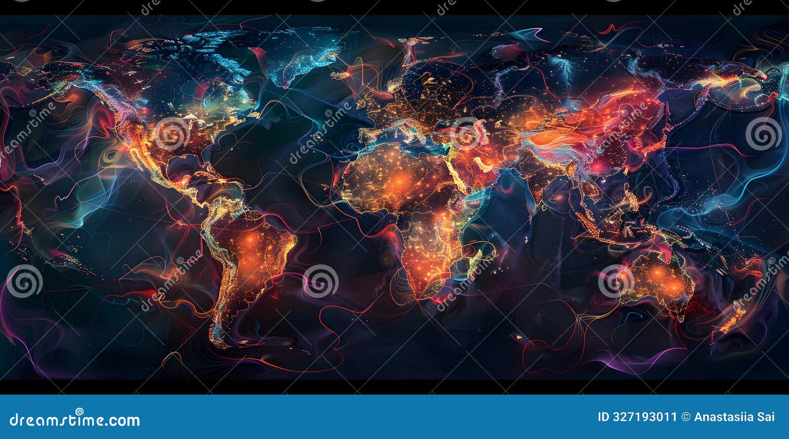 Virtual map of the world stock image. Image of planet - 327193011