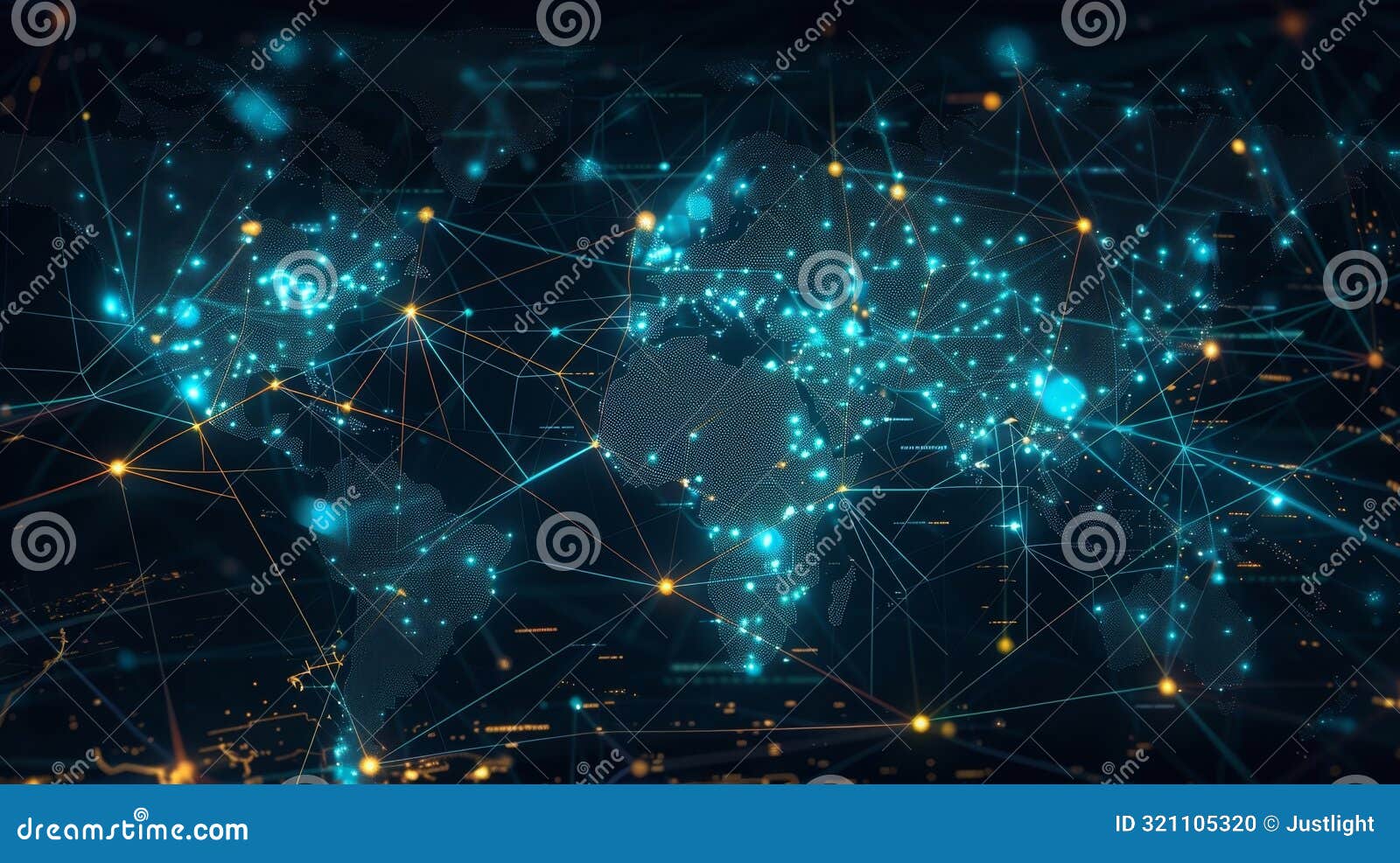 A Virtual Map of the World with Moving Dots Representing Flights Being ...