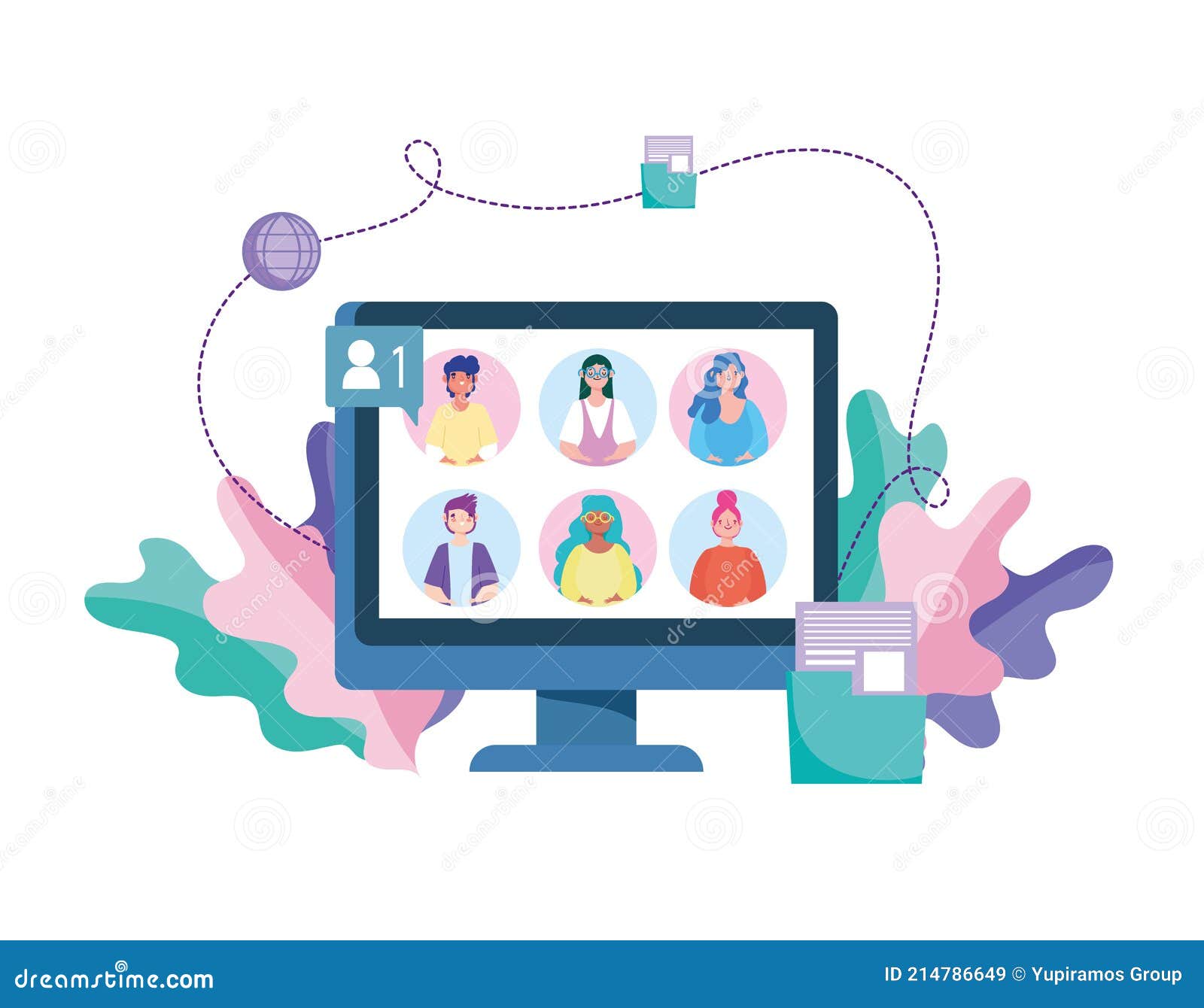Virtual meeting conference stock vector. Illustration of vector - 214786649