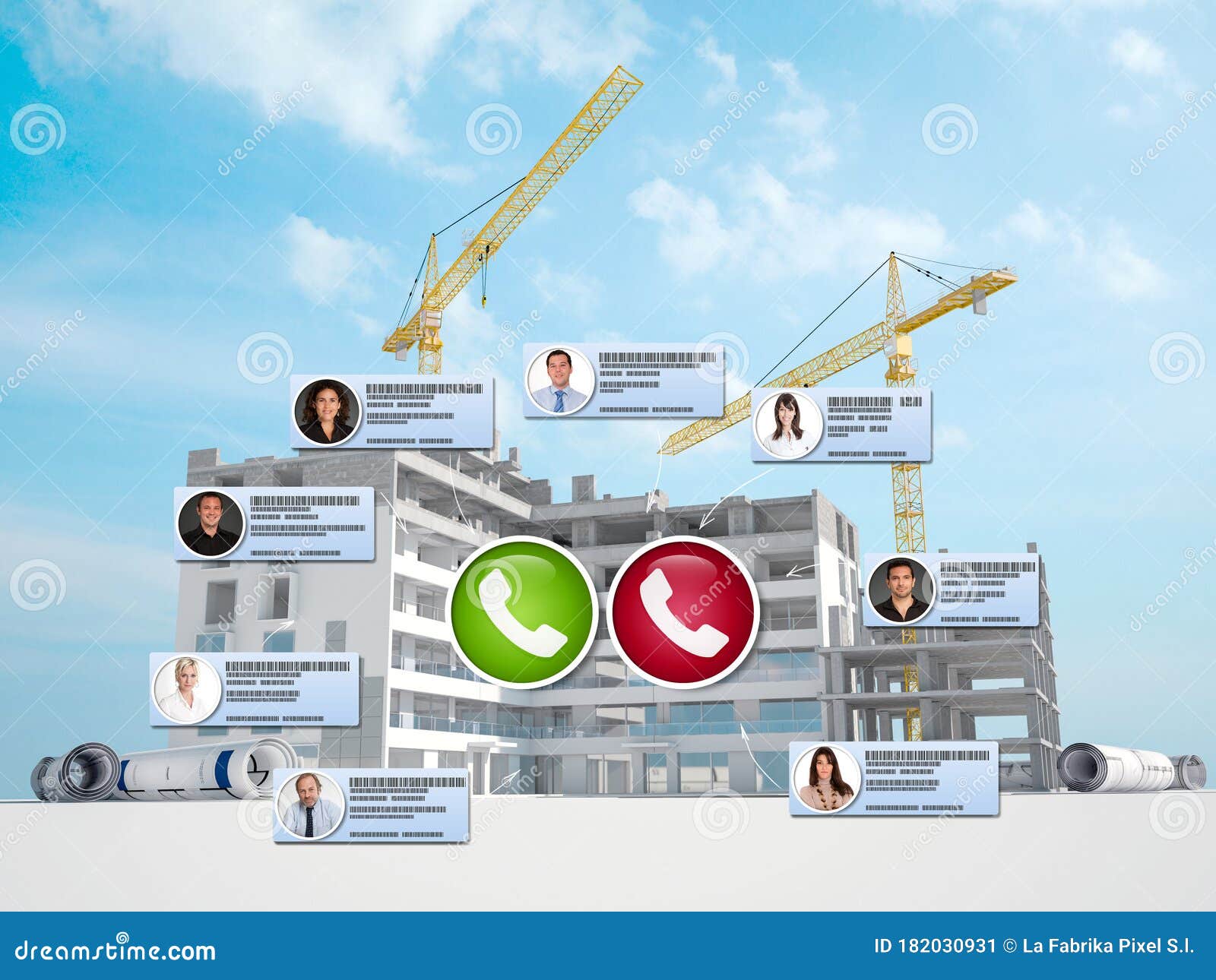 Virtual Meeting in Construction Industry Stock Illustration ...