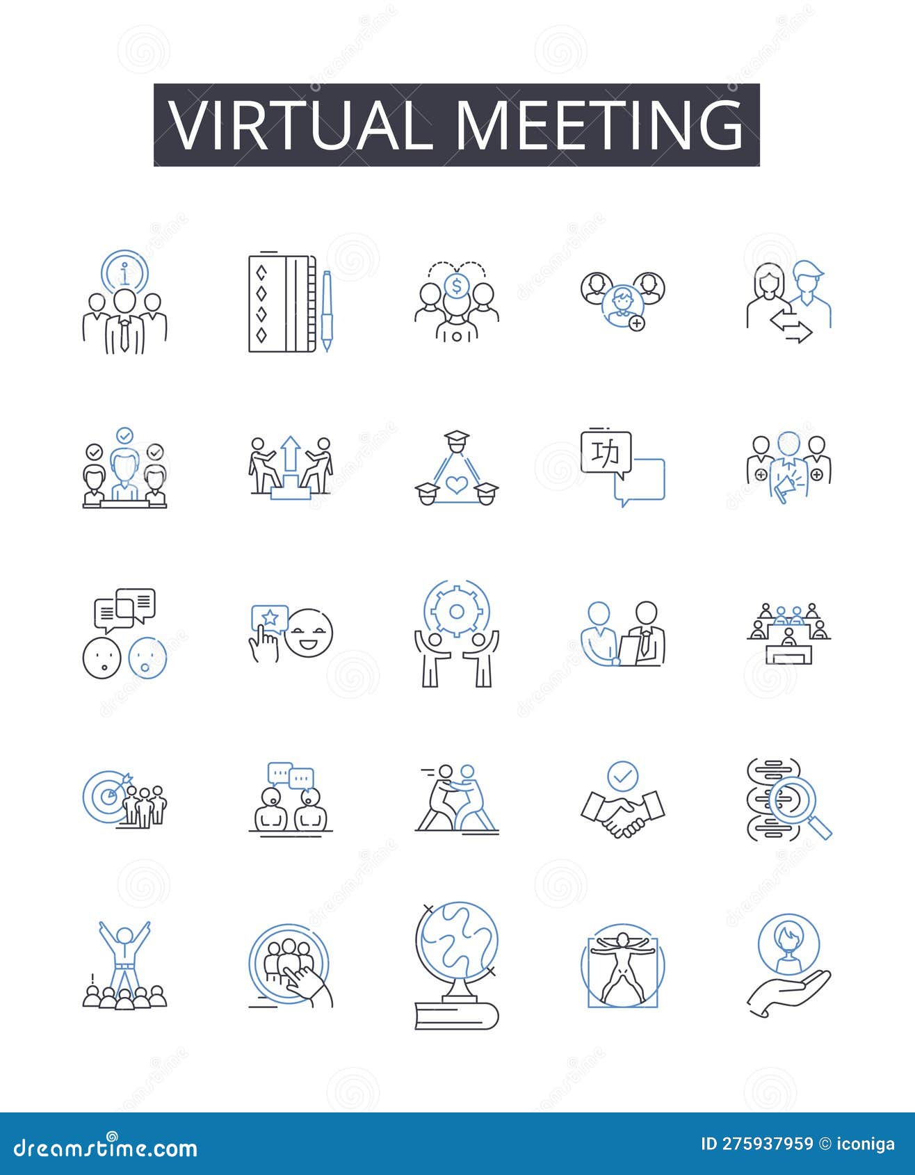 Virtual Meeting Line Icons Collection. Online Conference, Digital ... Virtual Meeting Line Icons Collection. Online Conference, Digital ...