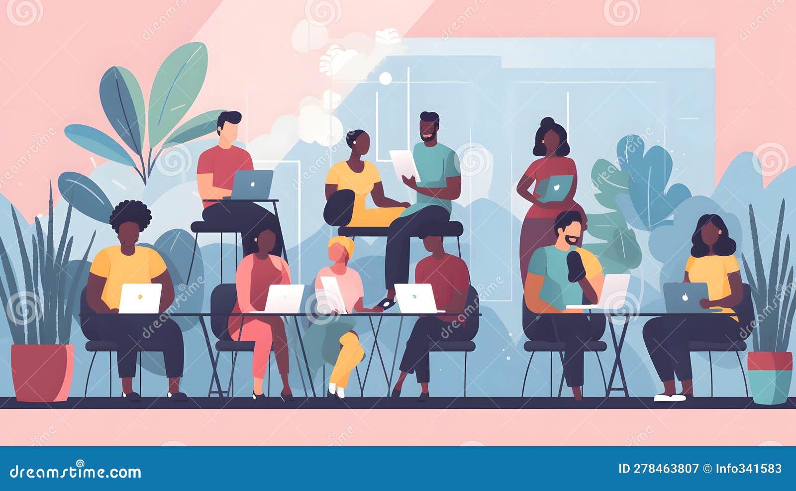 Virtual Meeting Remote Work Video Conferencing Online Col Generative AI ...