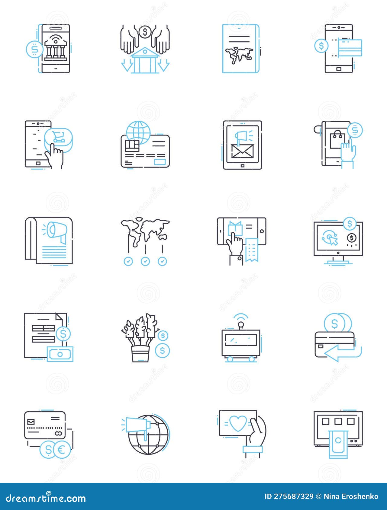 Virtual Meetings Linear Icons Set. Collaboration, Videoconferencing ...