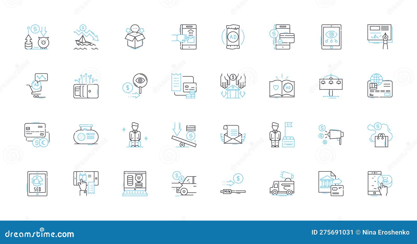 Virtual Meetings Linear Icons Set. Collaboration, Videoconferencing ...