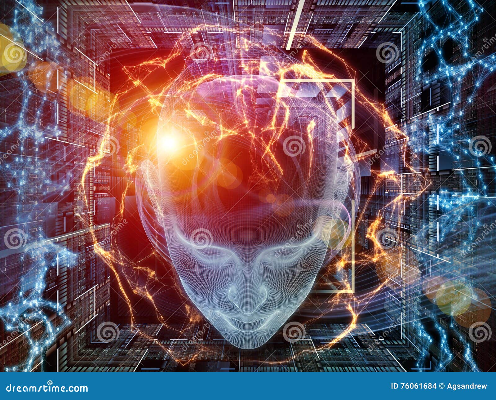 Virtual Mind stock photo. Image of face, data, forehead - 76061684