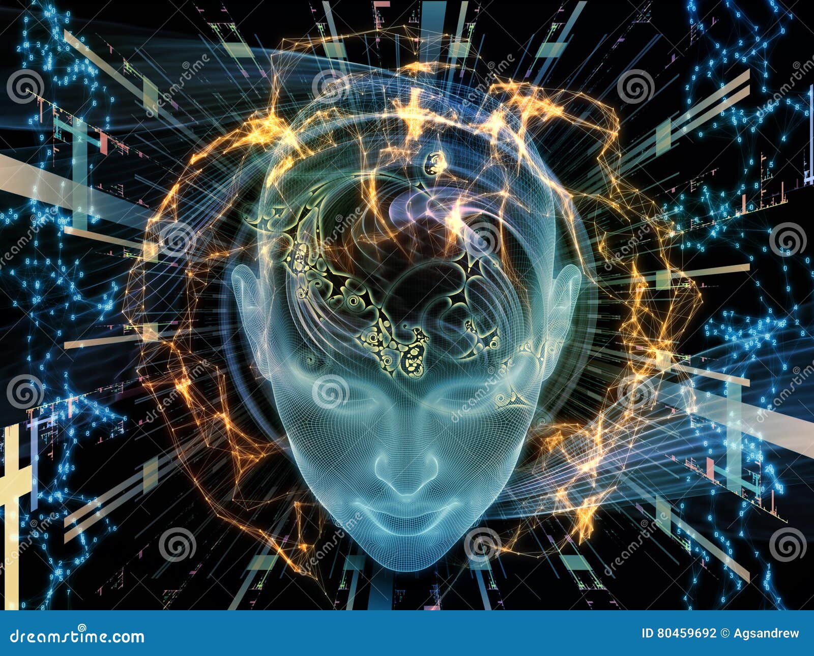 Virtual Mind stock illustration. Illustration of forehead - 80459692