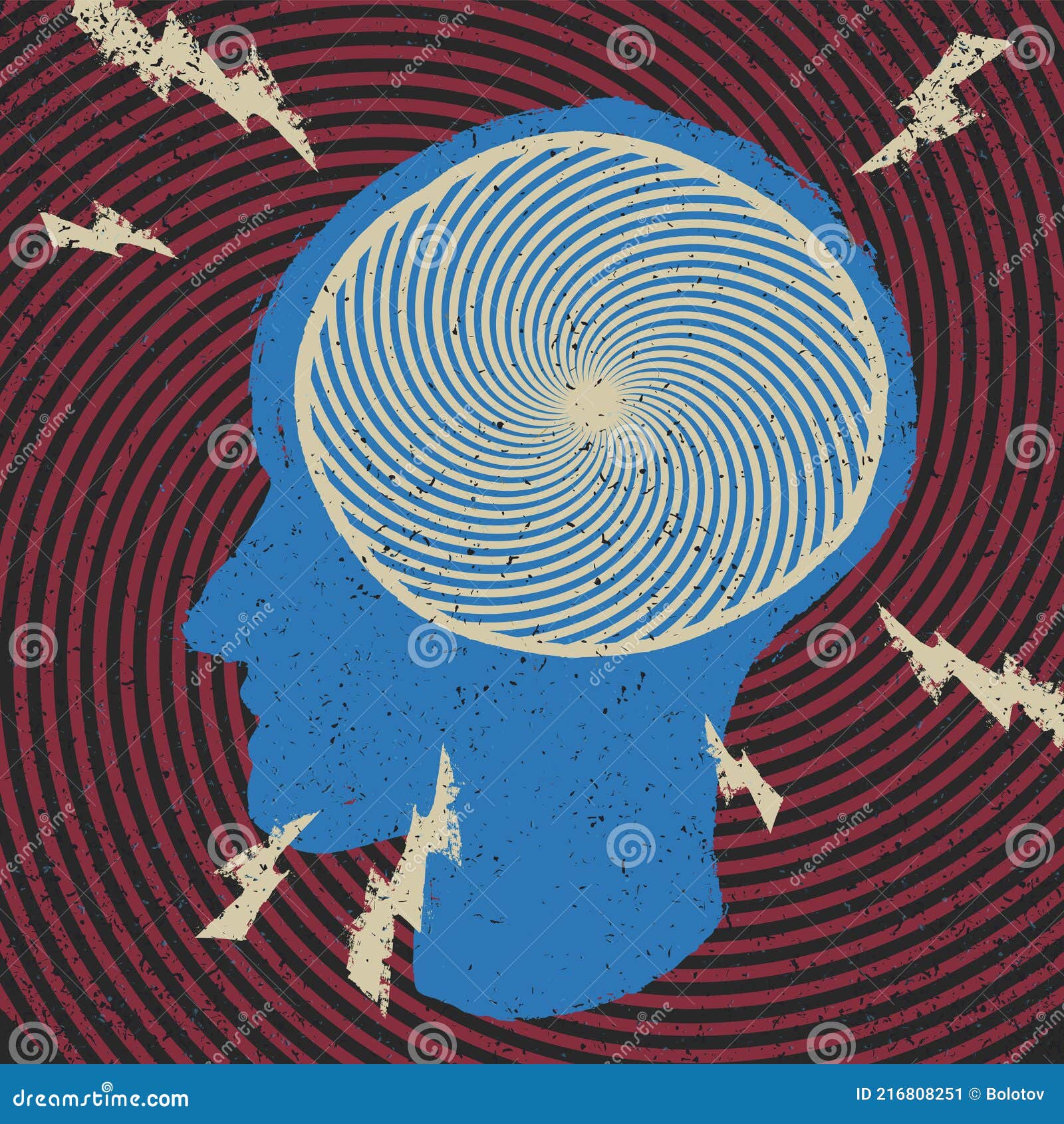 Virtual Minds. Human Face Profiles and Abstract Rays Composition Stock ...