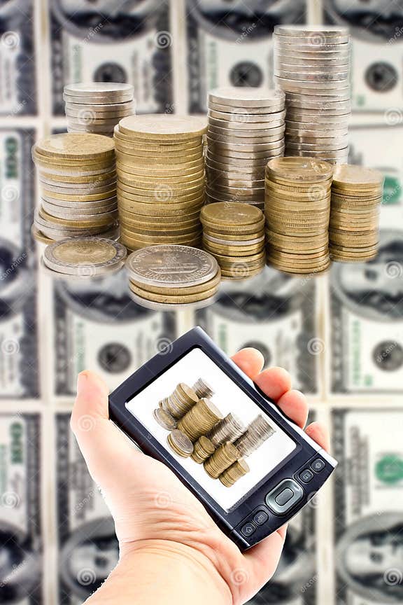 Virtual Money in a Handheld Stock Photo - Image of finance, value: 10296658