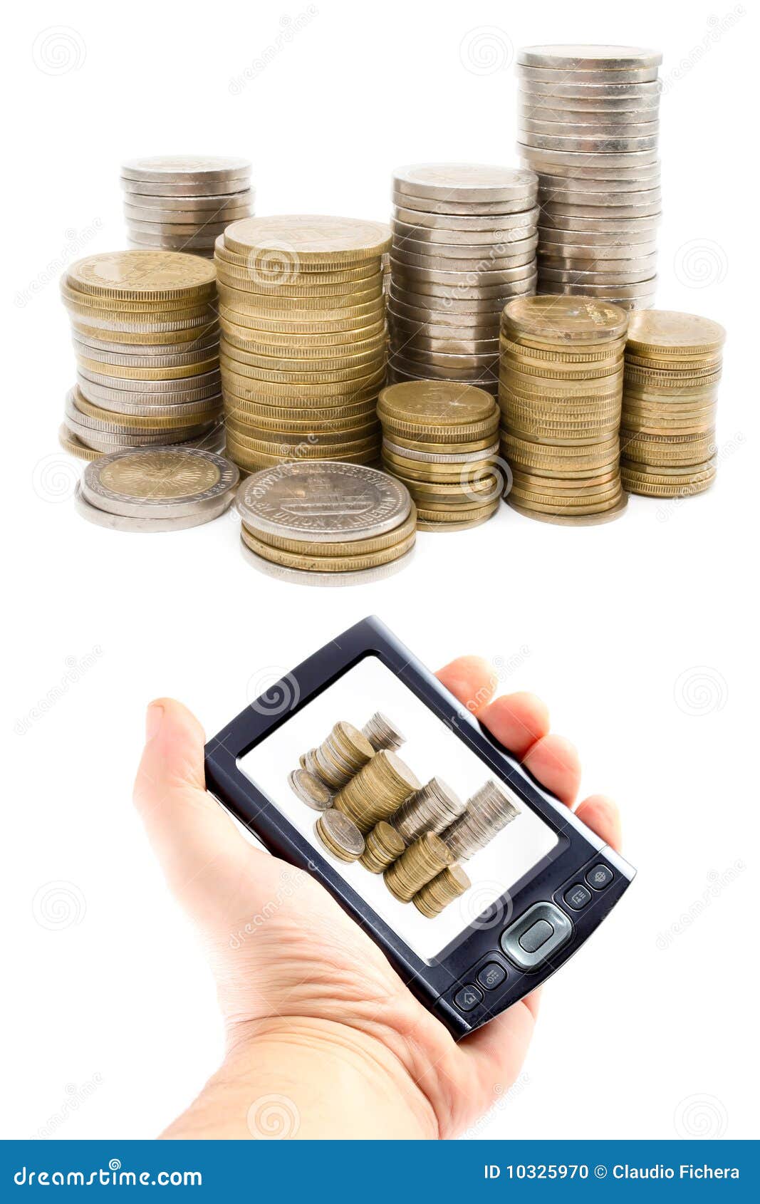 Virtual Money in a Handheld Stock Photo - Image of money, computer ...