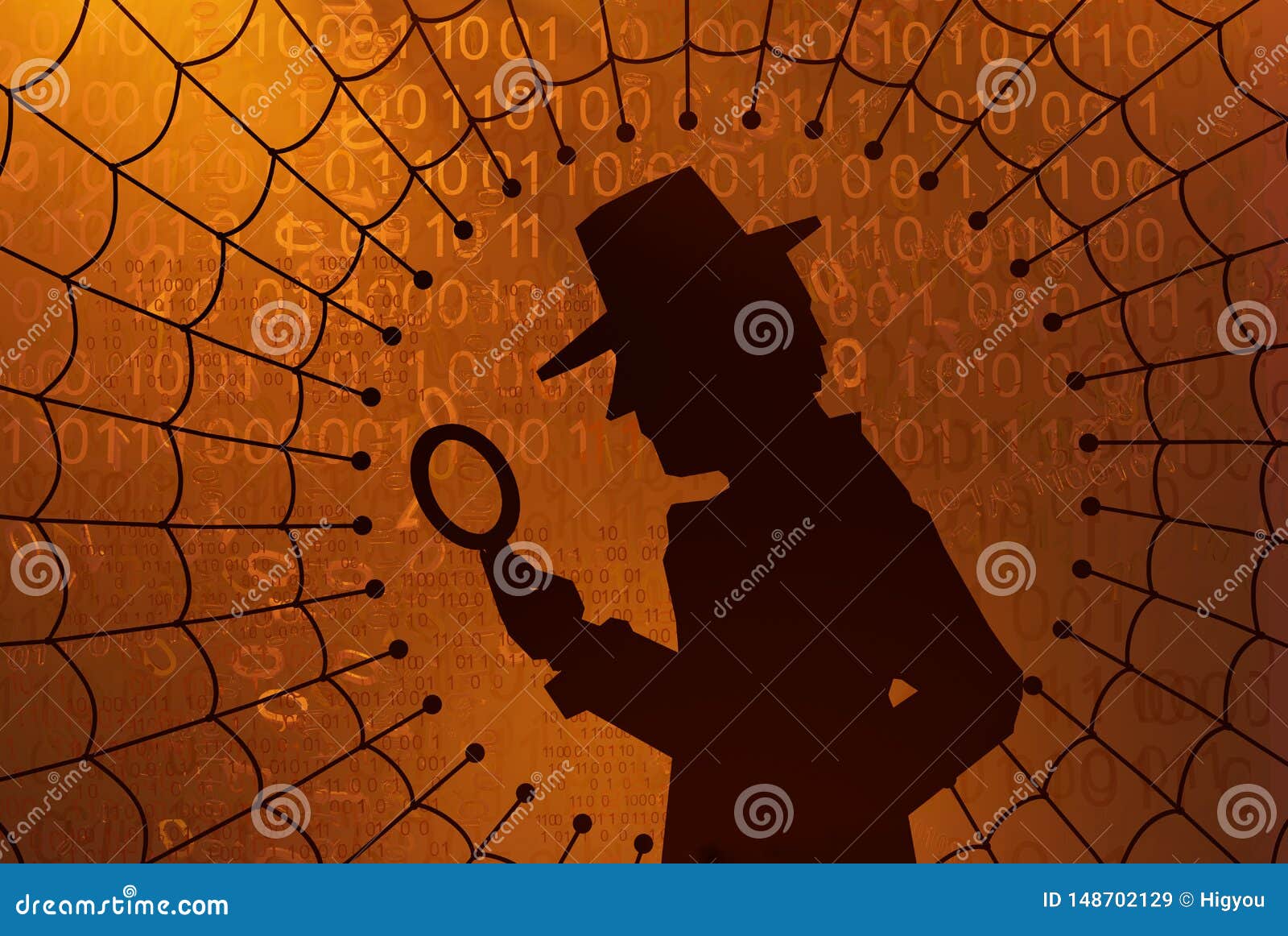 Virtual Net Detective stock illustration. Illustration of detective ...
