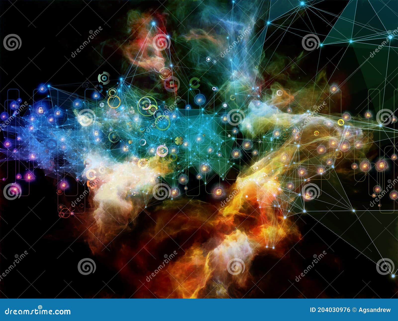 Virtual Network Cloud stock illustration. Illustration of line - 204030976