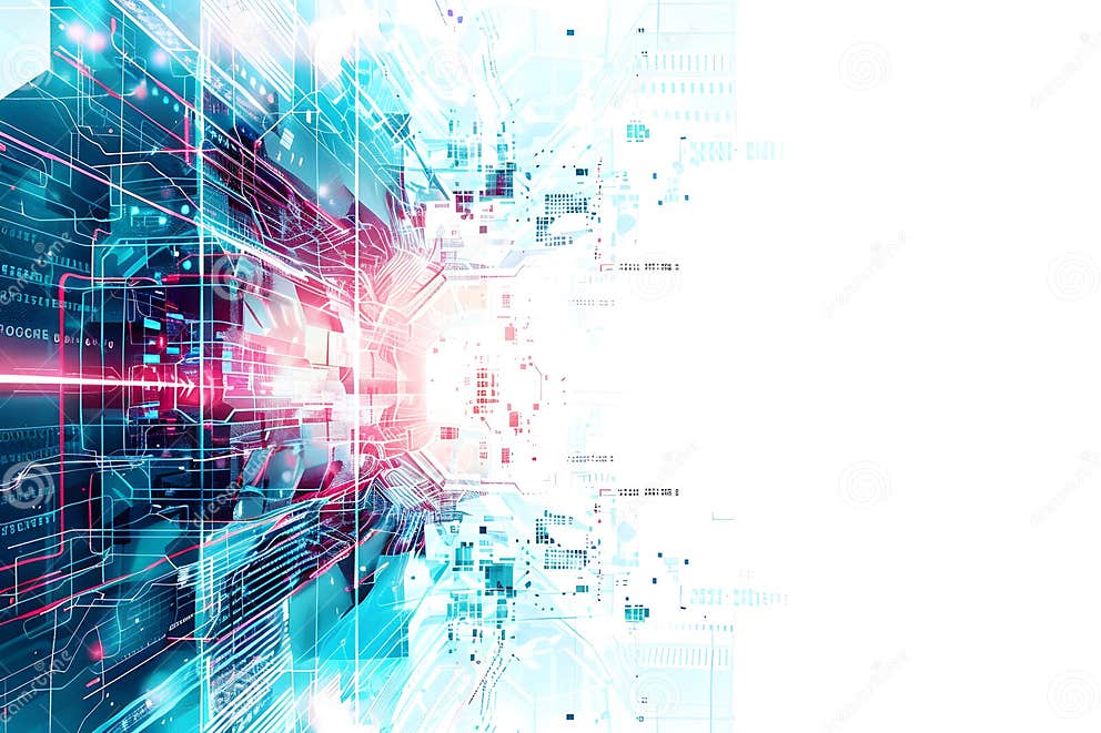 Virtual Network Data Flow with Blue Connections Shows Technology Stock ...