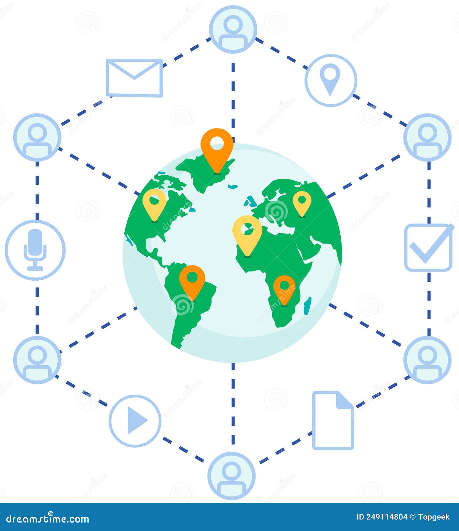 Virtual Network Symbols of Internet. Worldwide Connection Global System ...