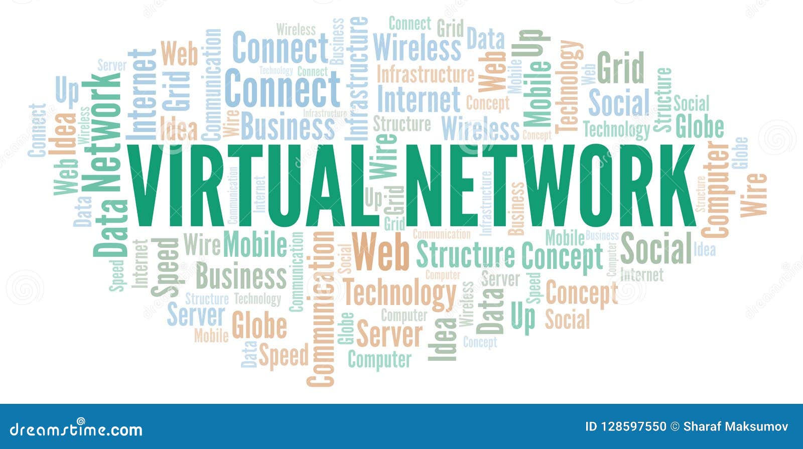 Virtual Network Word Cloud. Stock Illustration - Illustration of ...