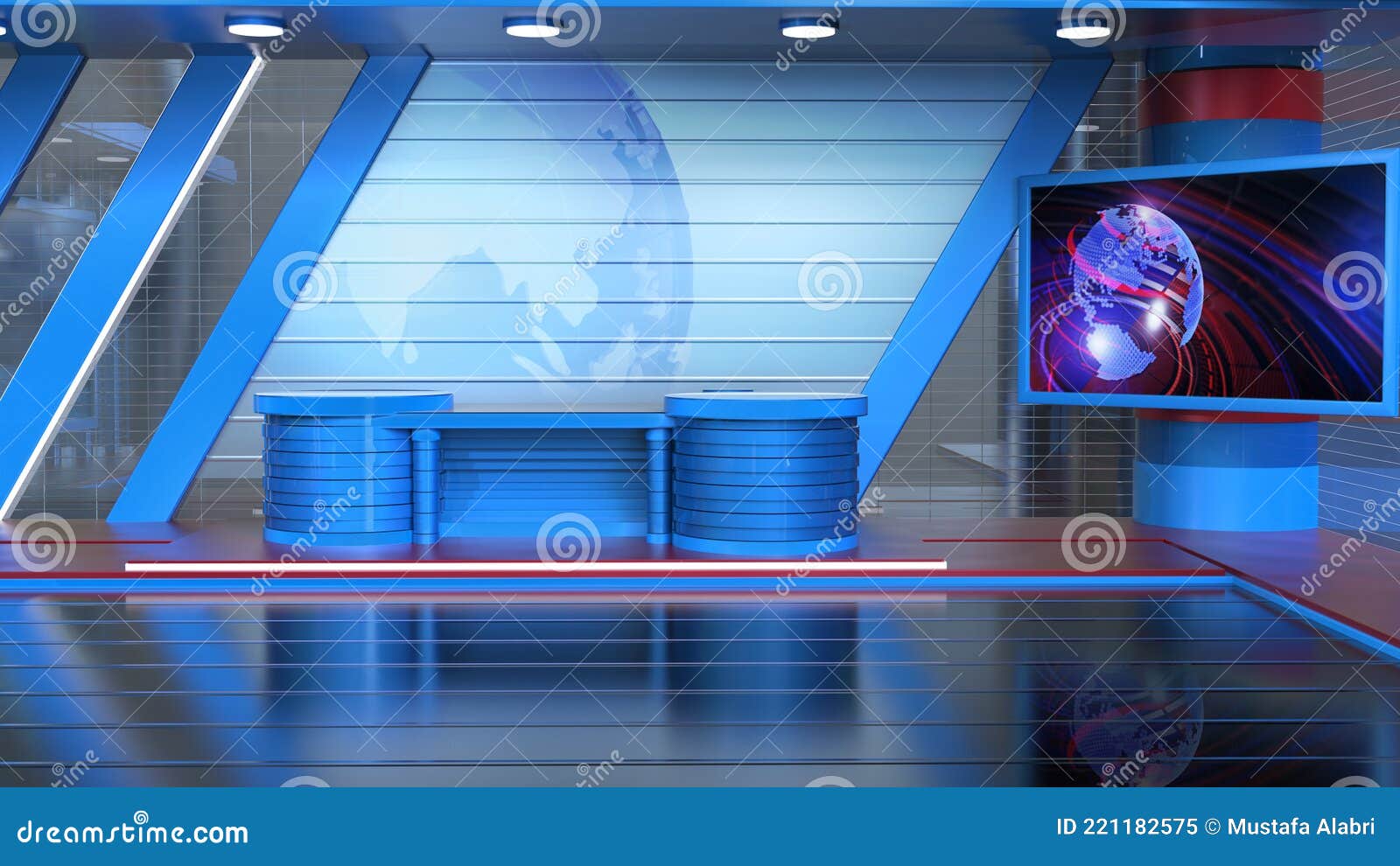 Virtual News Studio Background, 3d Illustration Stock Illustration ...