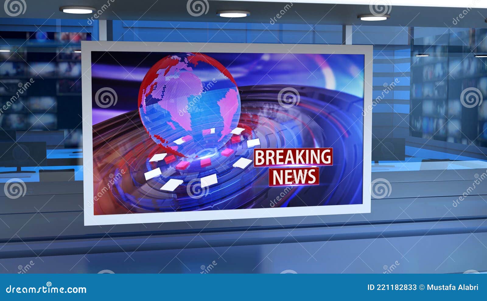 Virtual News Studio Background, 3d Illustration Stock Illustration ...