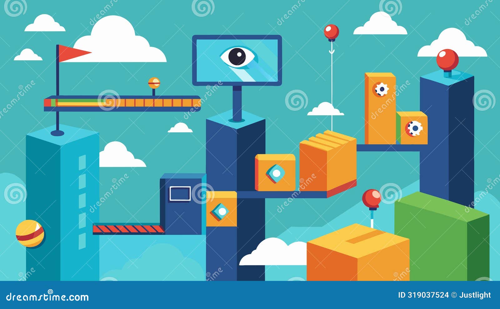 Moving Platforms With A Wavy Pattern. Optical Illusion Background ...