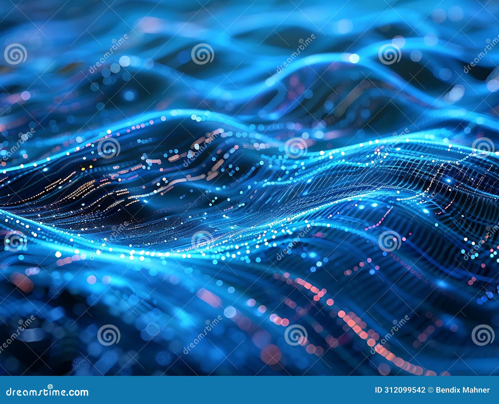 Virtual Ocean Waves Abstract Background Endless Motion Blue Aquatic ...