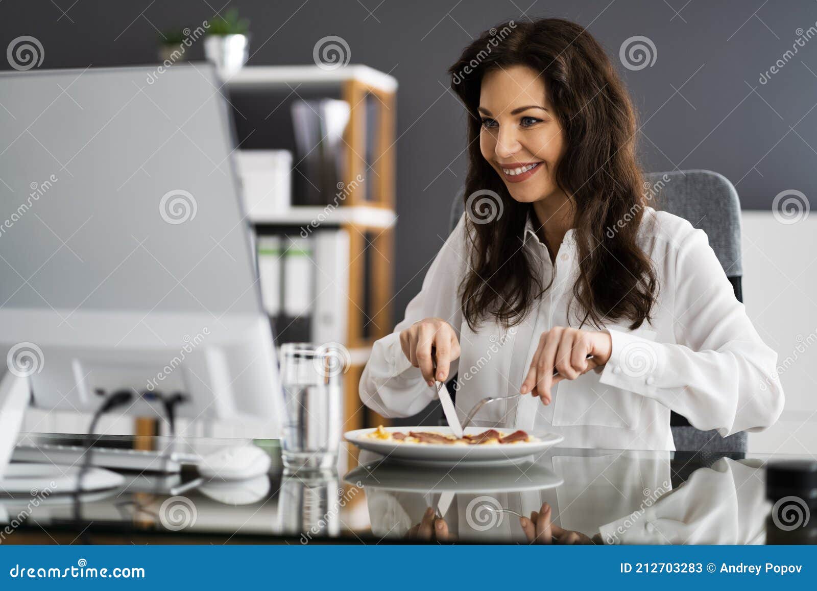 Virtual Office Lunch Break stock image. Image of business - 212703283