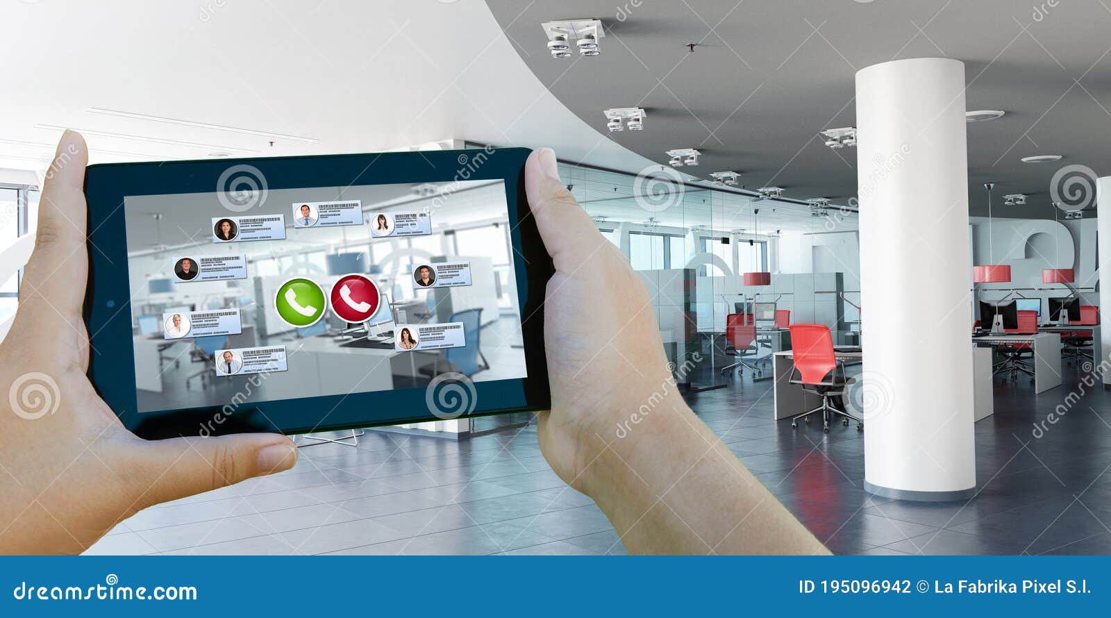 Virtual office videocall stock illustration. Illustration of ...