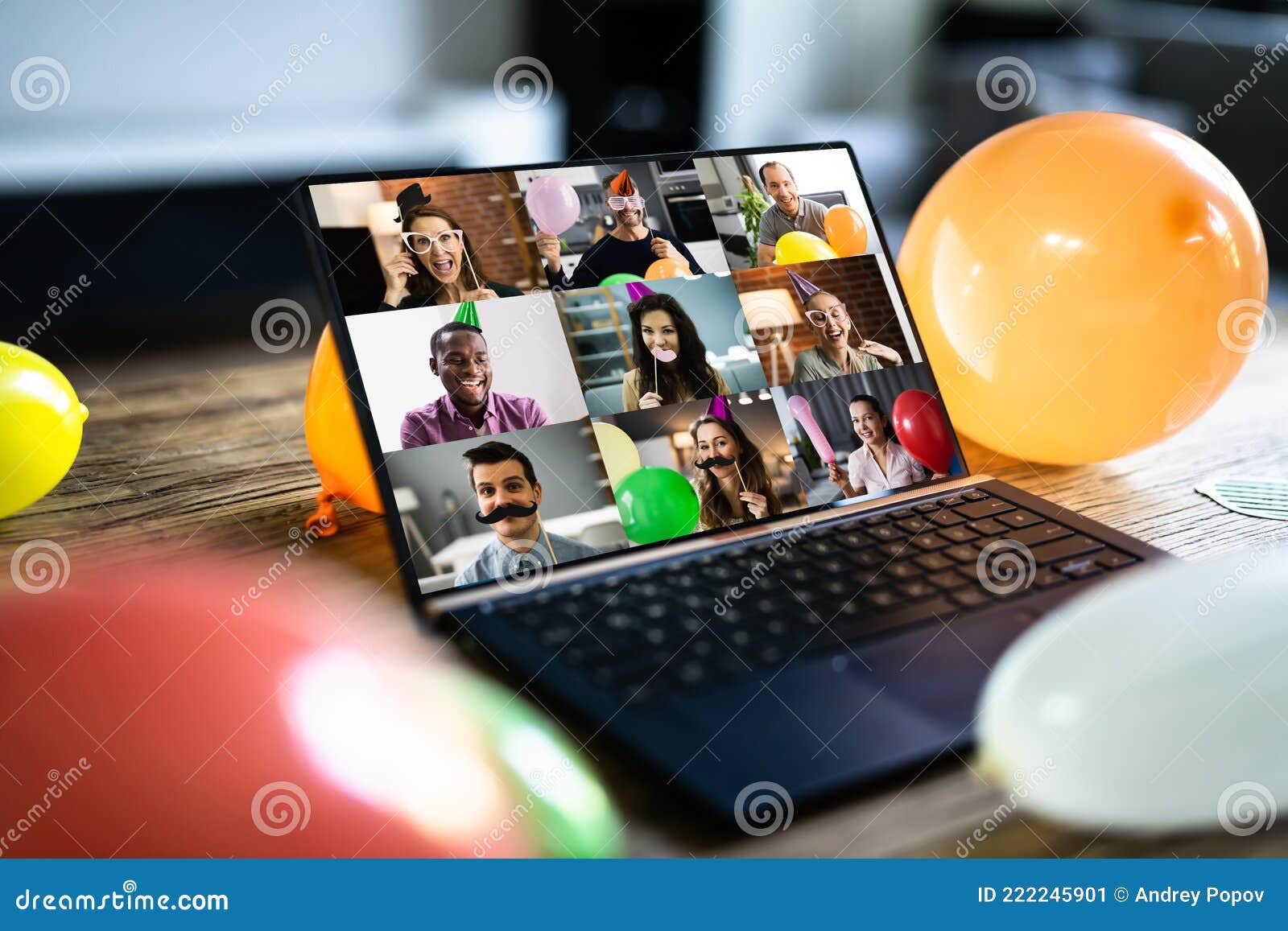 Virtual Online Birthday Celebration Party Event Stock Image - Image of ...