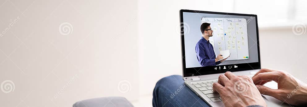 Virtual Online Training Conference Webinar Stock Image - Image of coach ...