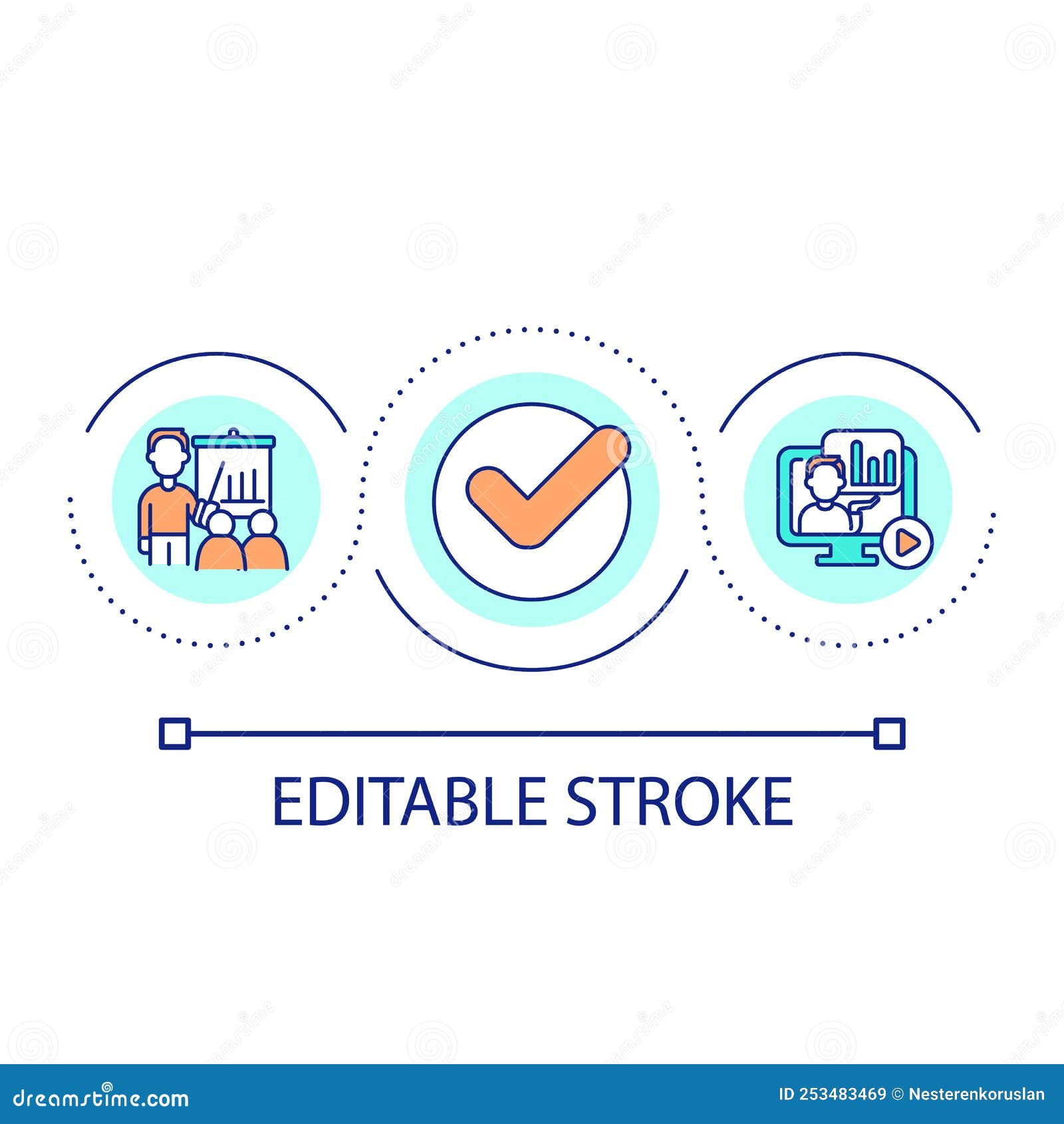 Virtual and Onsite Employee Training Loop Concept Icon Stock Vector ...