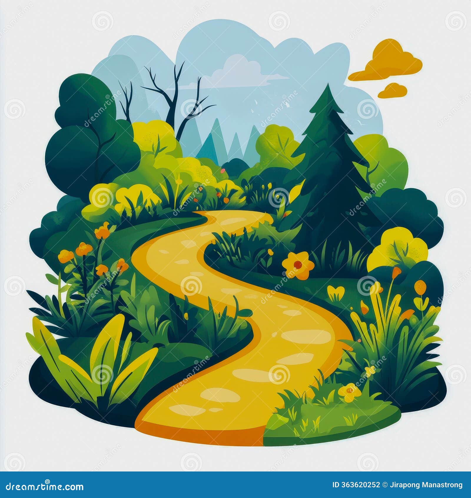 Virtual Pathway Illustration Cartoon Forest Pathway Flat Icon For ...