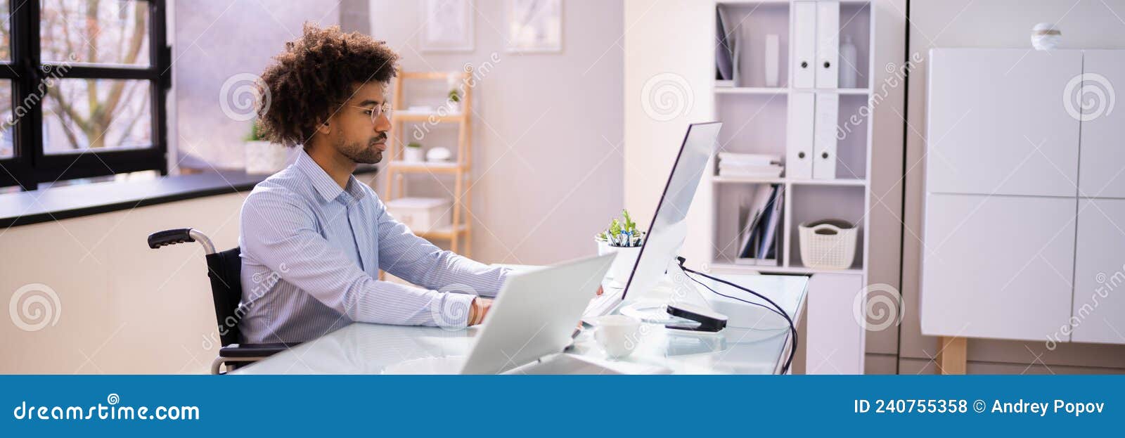 Virtual Personal Assistant Man Making Video Conference Stock Photo ...