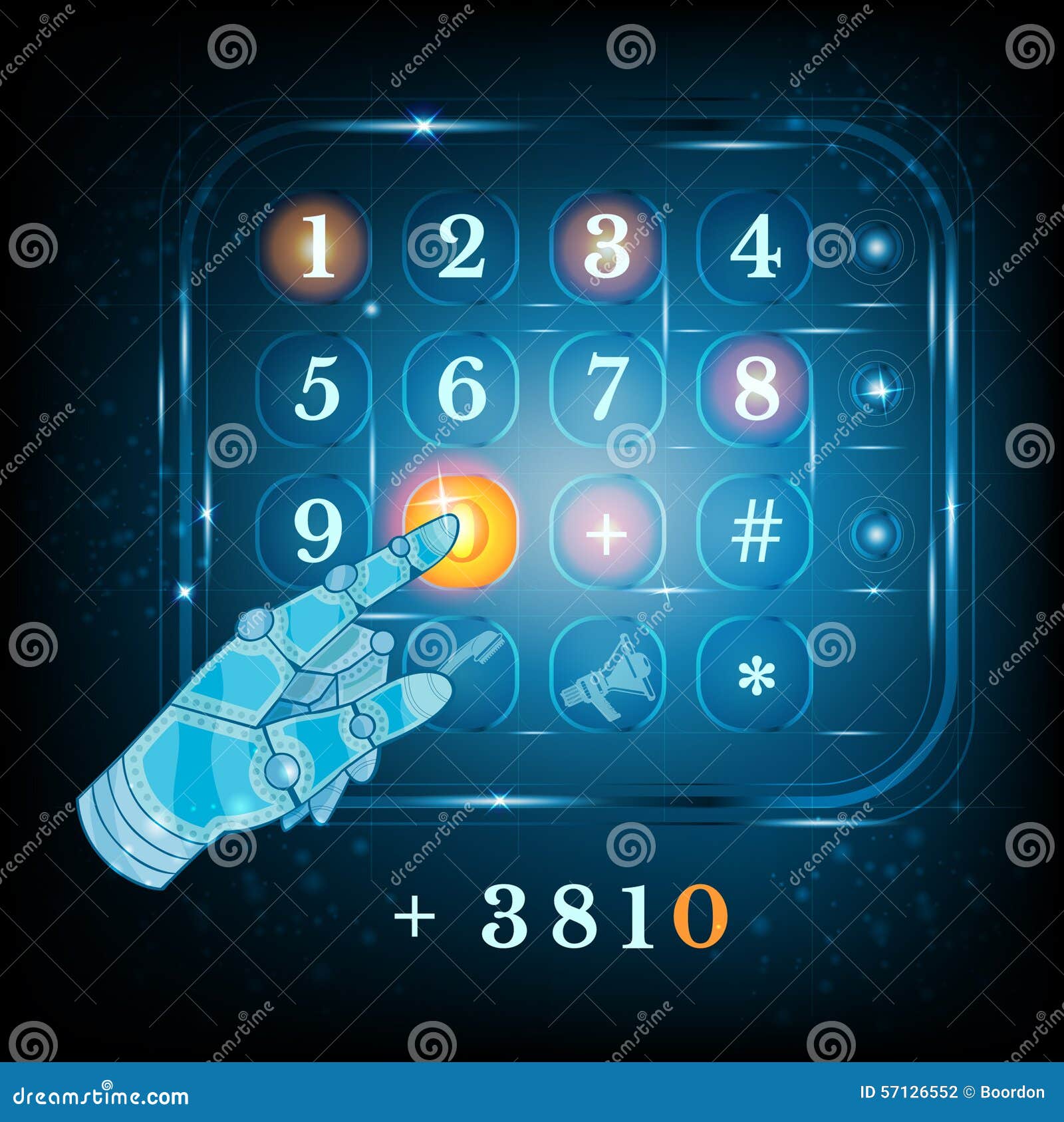 Hand With ATM Keypad Outline Icon Vector Illustration | CartoonDealer ...