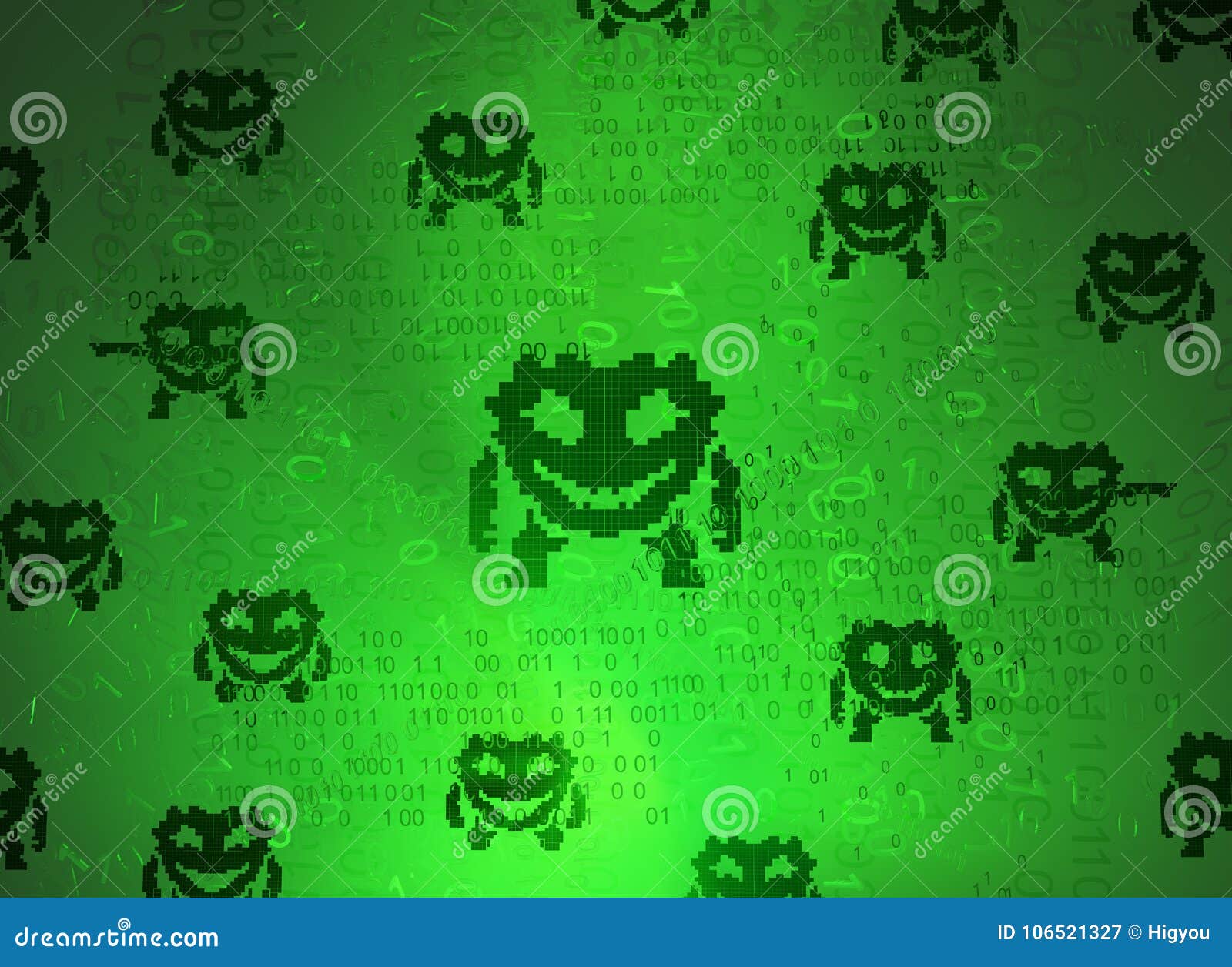 Virtual Pixel Malware stock illustration. Illustration of character ...