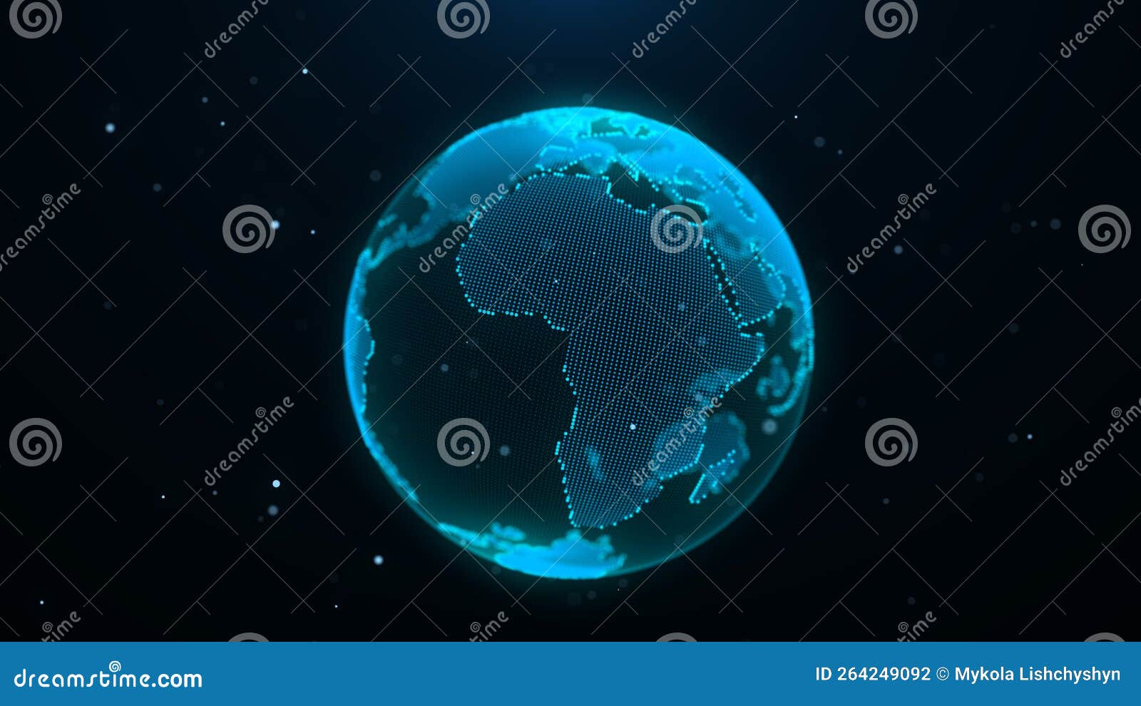 Virtual Planet Earth with Particles and Lines. Network Connection Big ...