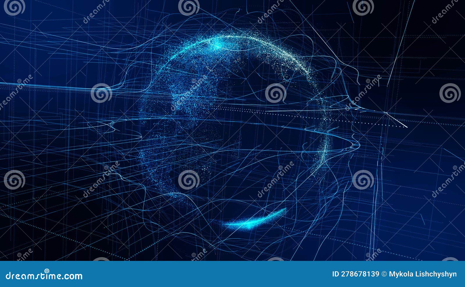 Virtual Planet Earth with Particles and Lines. Network Connection Big ...