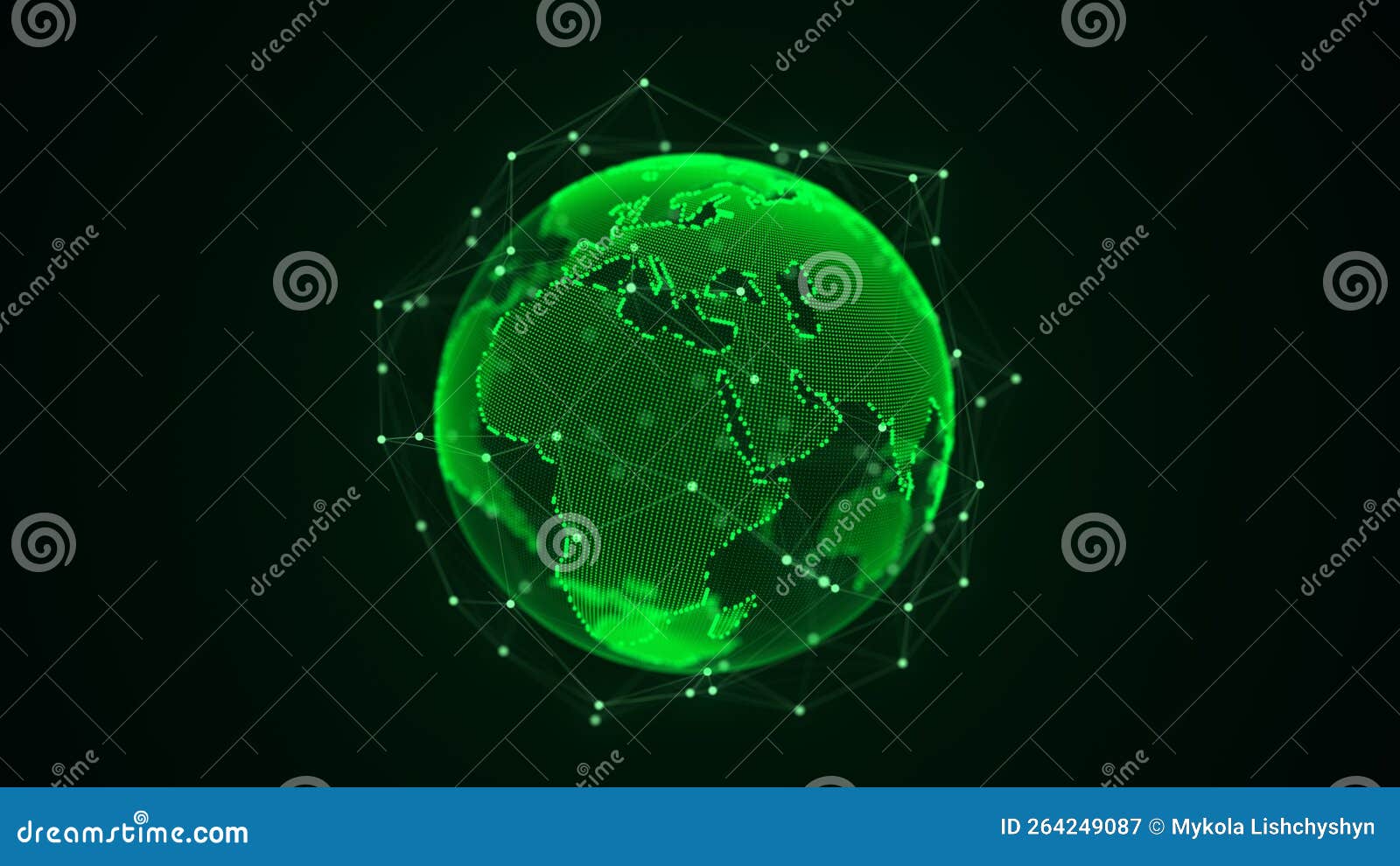 Virtual Planet Earth with Particles and Lines. Network Connection Big ...