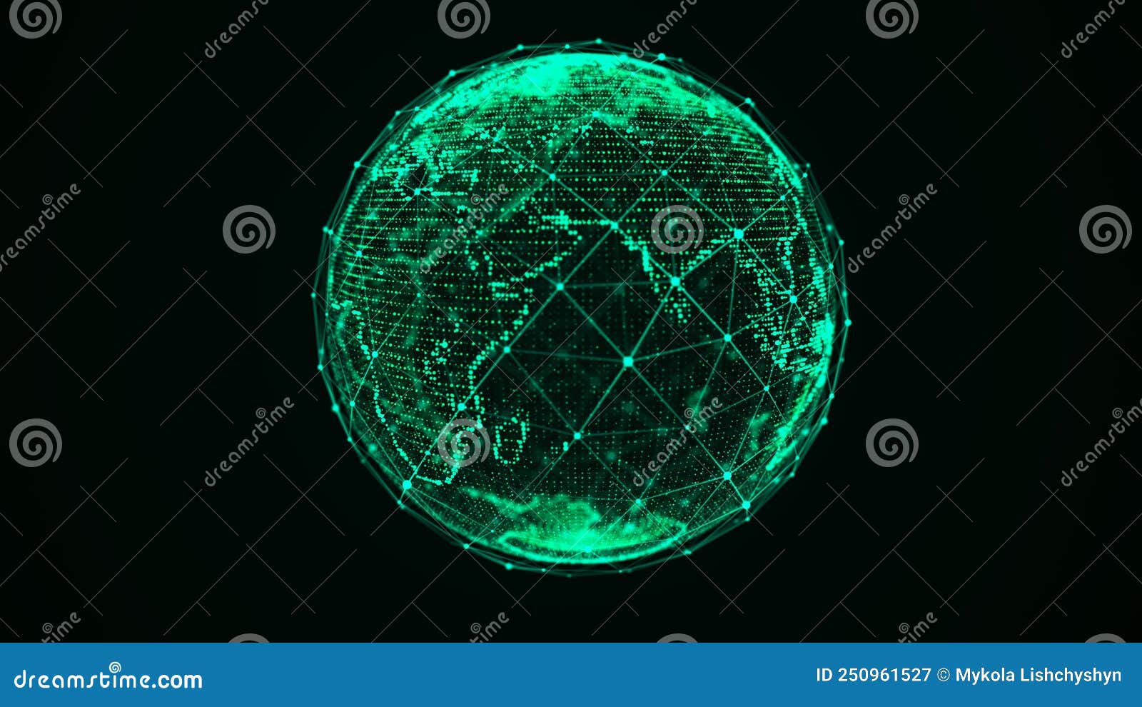 Virtual Planet Earth with Particles and Lines. Network Connection Big ...