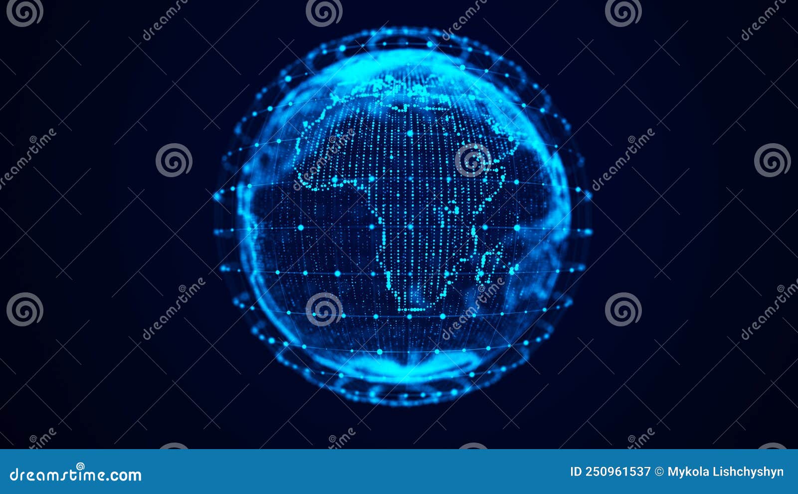 Virtual Planet Earth with Particles and Lines. Network Connection Big ...