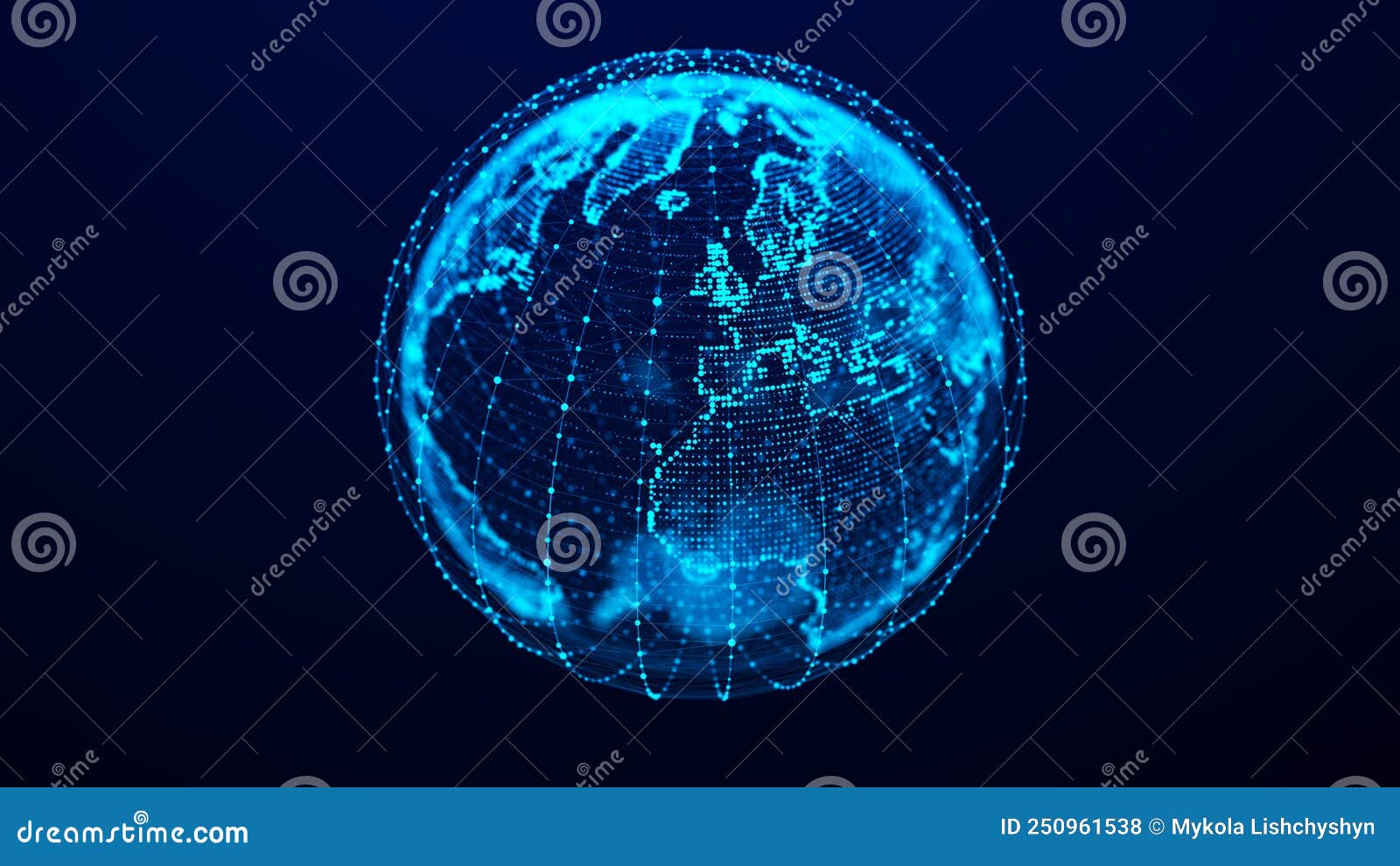 Virtual Planet Earth with Particles and Lines. Network Connection Big ...