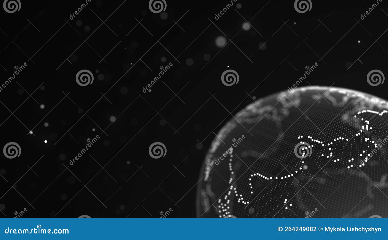 Virtual Planet Earth with Particles and Lines. Network Connection Big ...