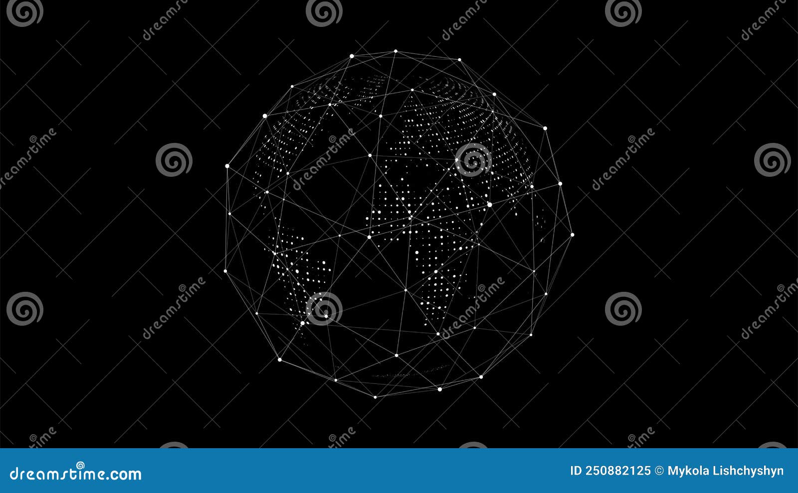 Virtual Planet Earth with Particles and Lines. Network Connection Big ...