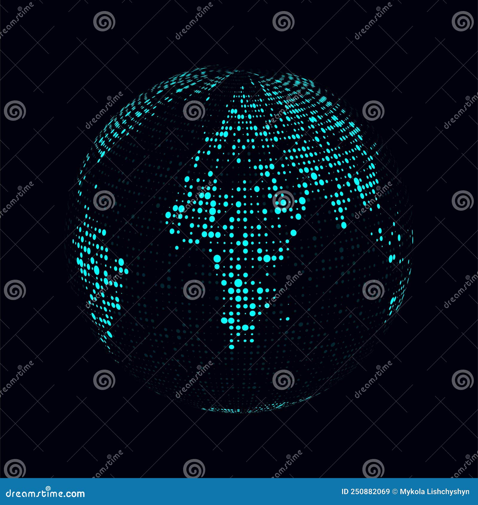 Virtual Planet Earth with Particles and Lines. Network Connection Big ...