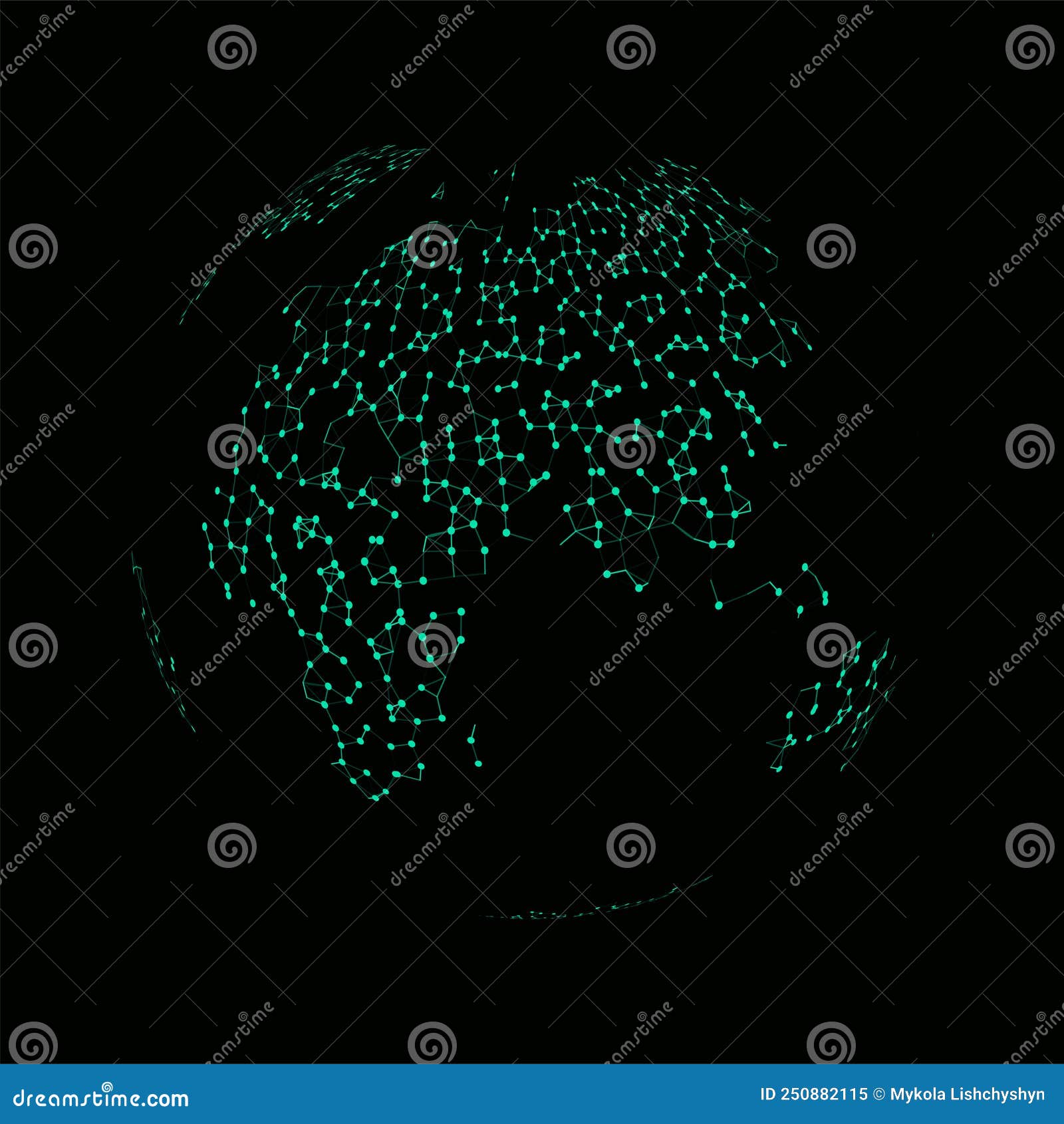 Virtual Planet Earth with Particles and Lines. Network Connection Big ...