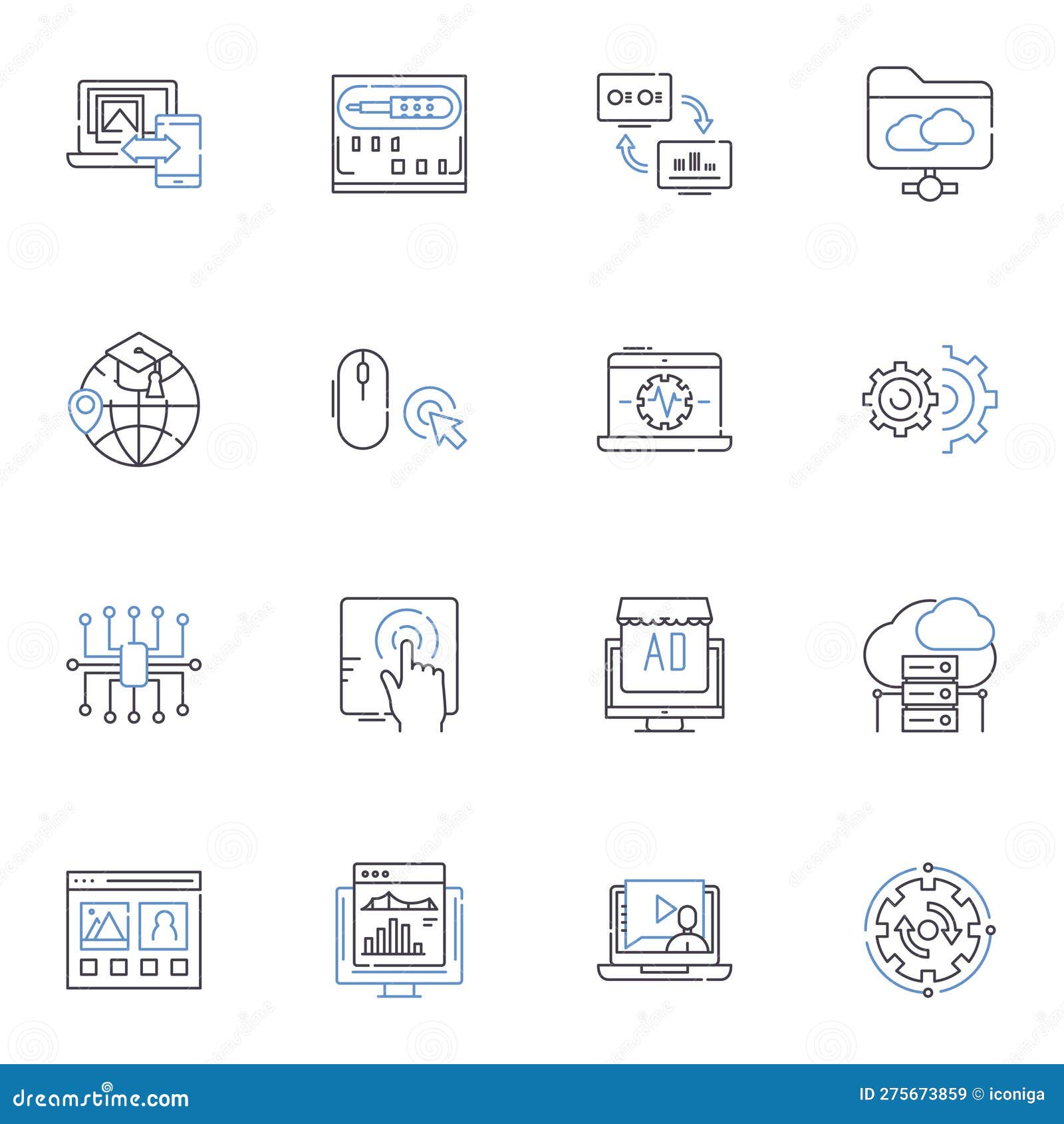Virtual Portal Line Icons Collection. Innovative, Accessible, User-friendly, Convenient ...