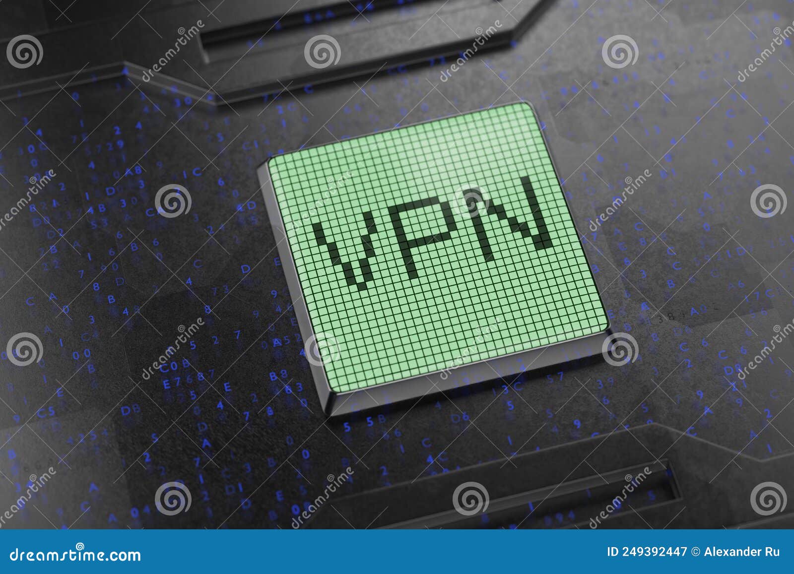 Virtual Private Network. on a Monochrome Screen, the Inscription VPN ...
