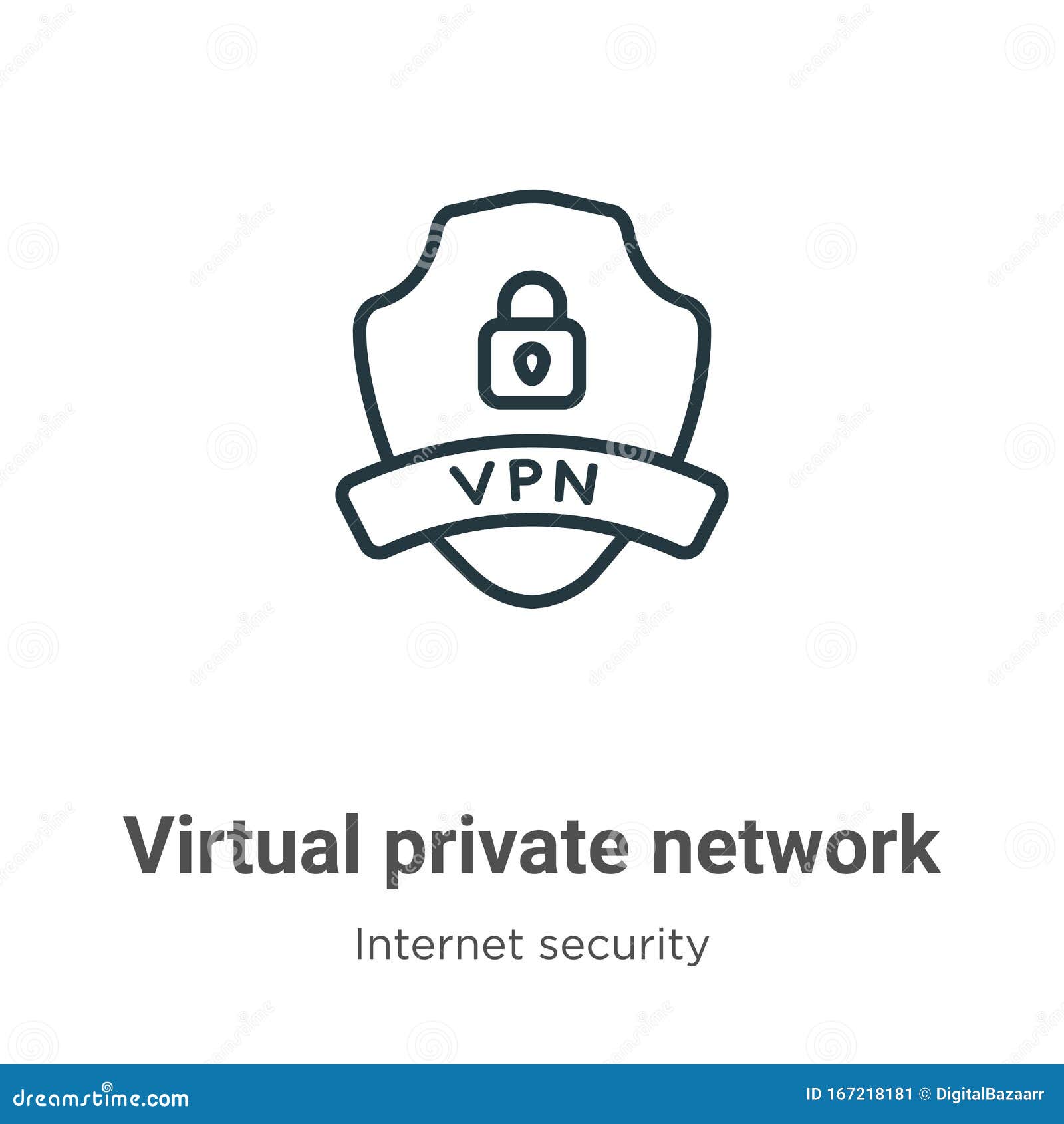 Virtual Private Network Outline Vector Icon. Thin Line Black Virtual ...